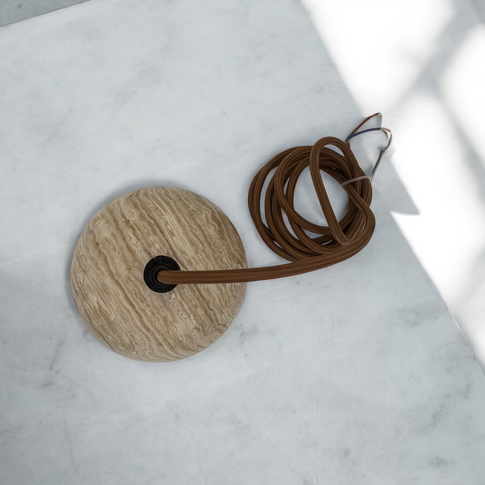 Travertine Stone Ceiling Light, Modern Sphere Design, Dining Table ...