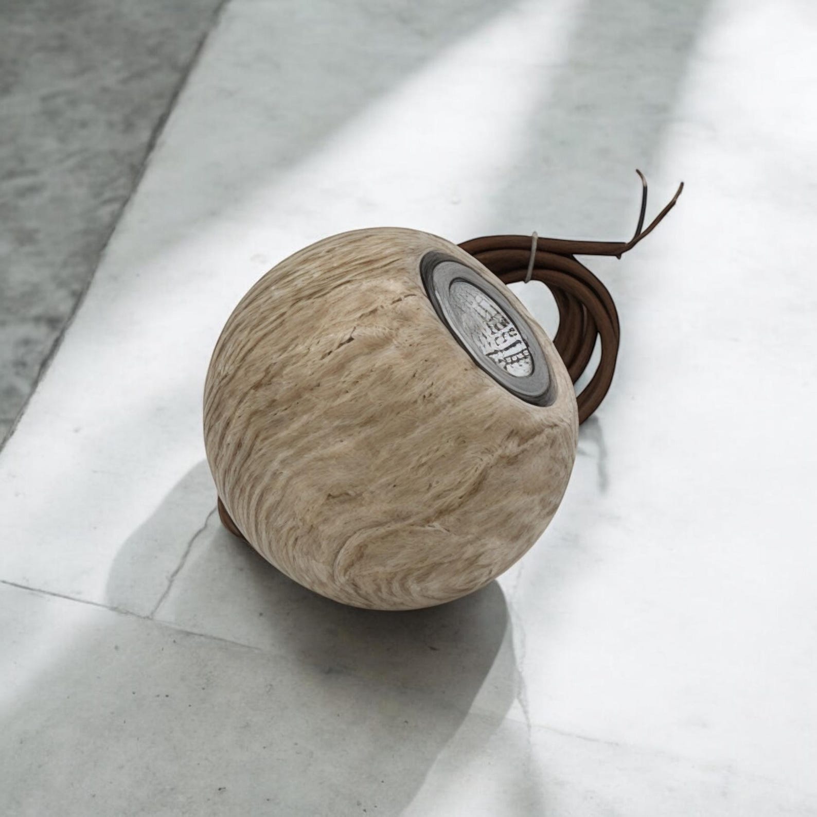 Travertine Stone Ceiling Light, Modern Sphere Design, Dining Table ...