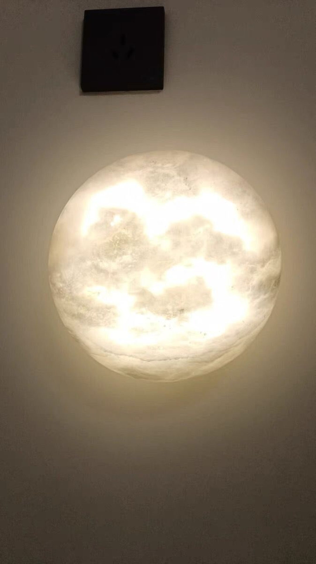 Rustic Wall Lamp, Marble Stone Wall Light, White Bedside Wall Lamp ...