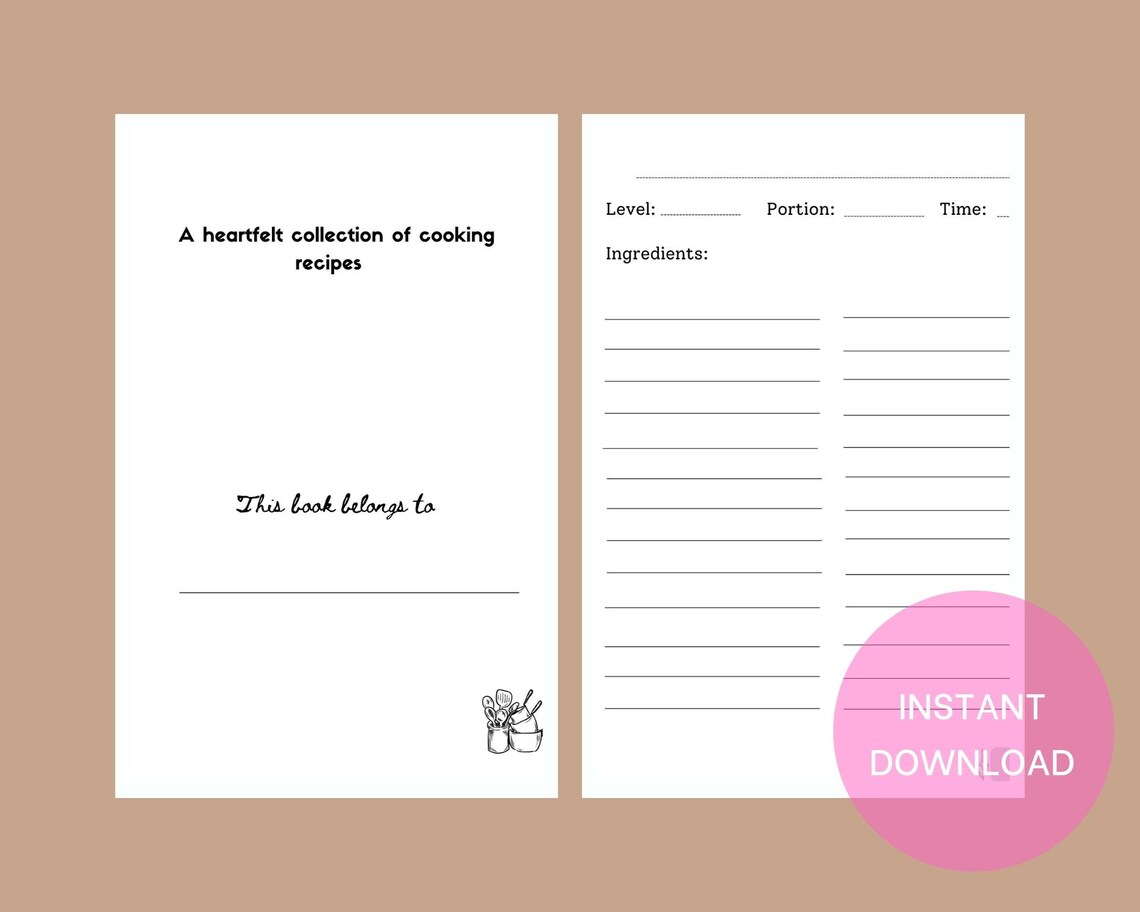 Recipe Book for Your Own Recipe Collection - Etsy