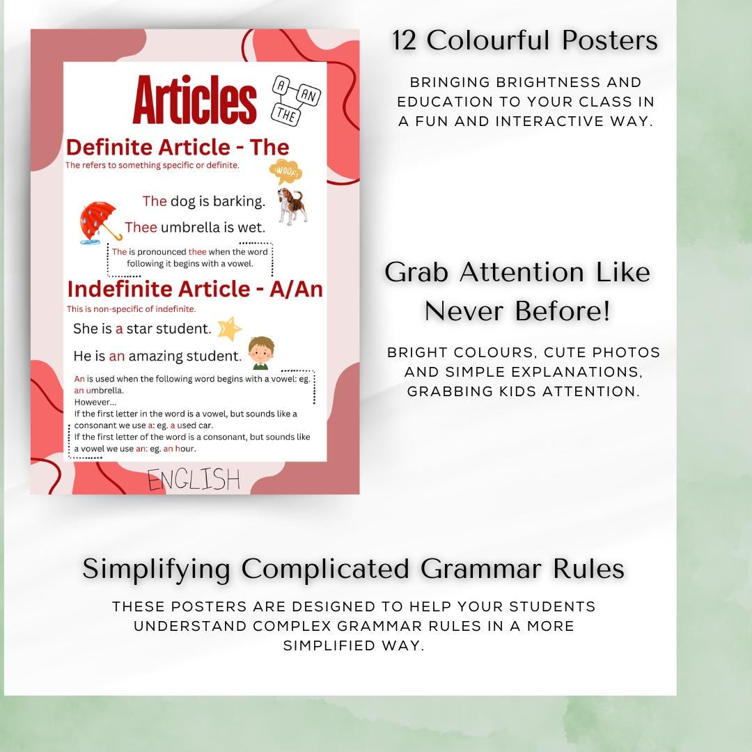 English Posters Bundle Parts of Speech English Parts of Speech and ...