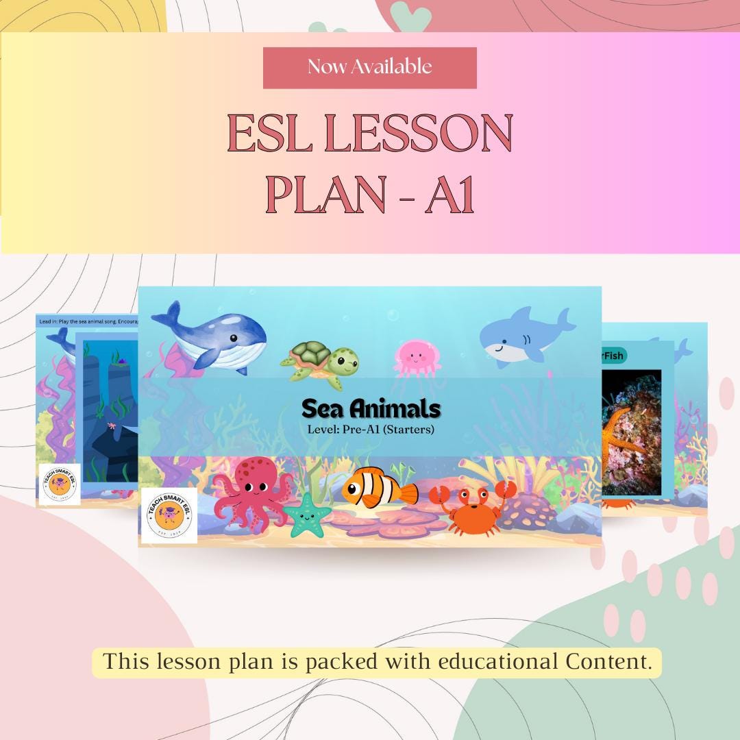 ESL Digital Lesson Plan for Kids Sea Animals ESL Speaking Lesson Plan ...
