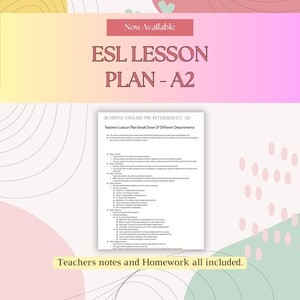 Different Departments Business English Lesson A2 Level - Etsy