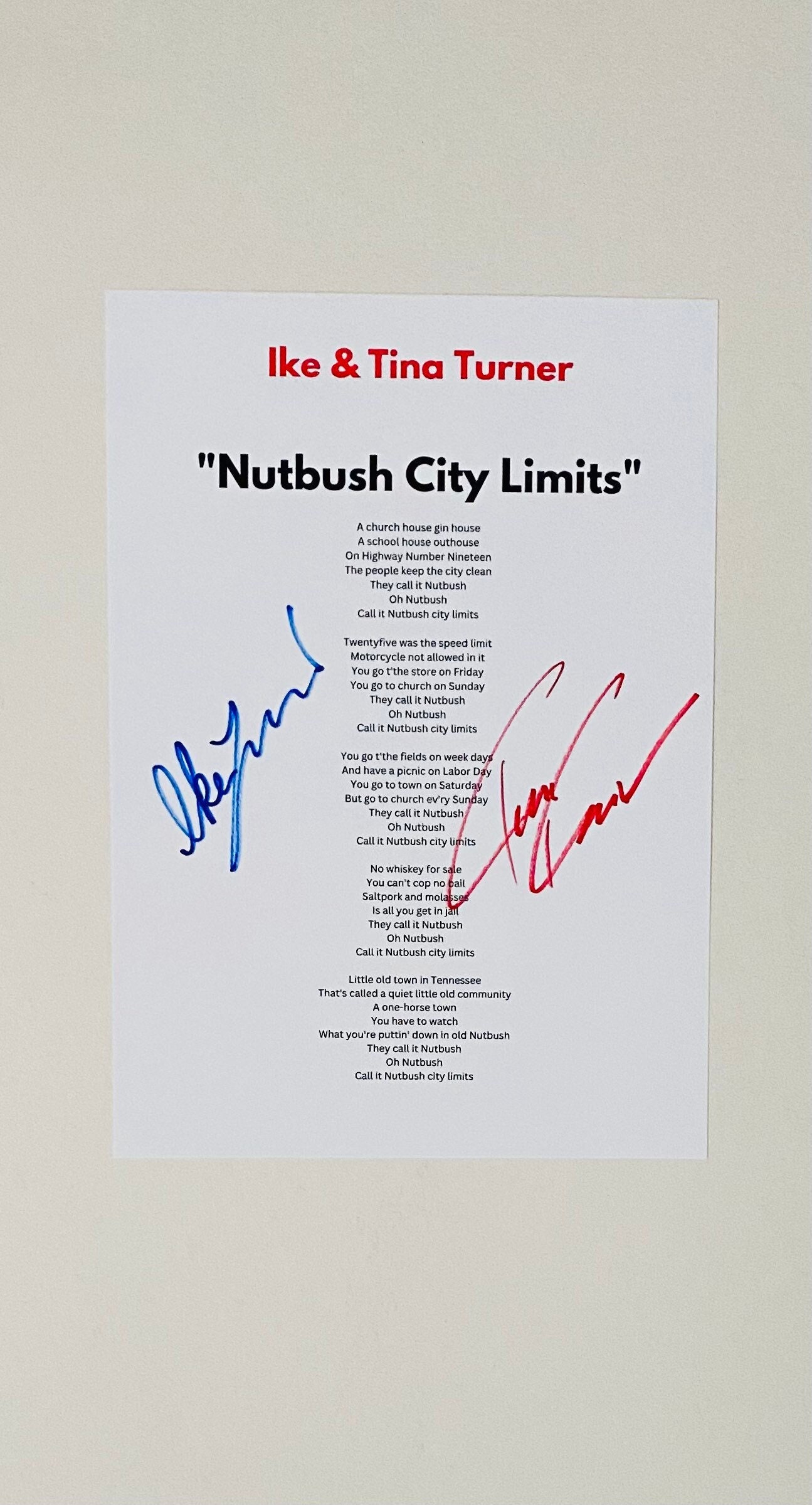 Ike & Tina Turner nutbush City Limits Signed A4 - Etsy