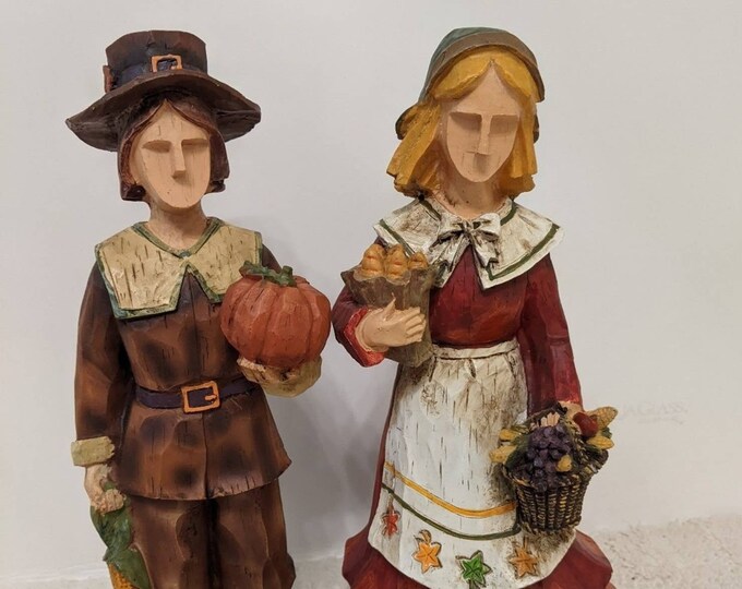 Vintage Mr and Mrs Pilgrim Thanksgiving Figurine Statue Decor Rustic - Etsy
