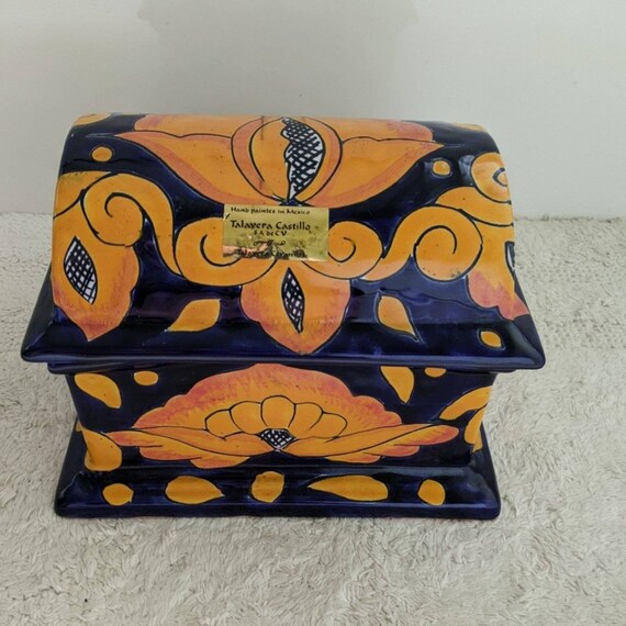 Talavera Castillo Pottery Square Canister Lidded Box Mexican - Etsy