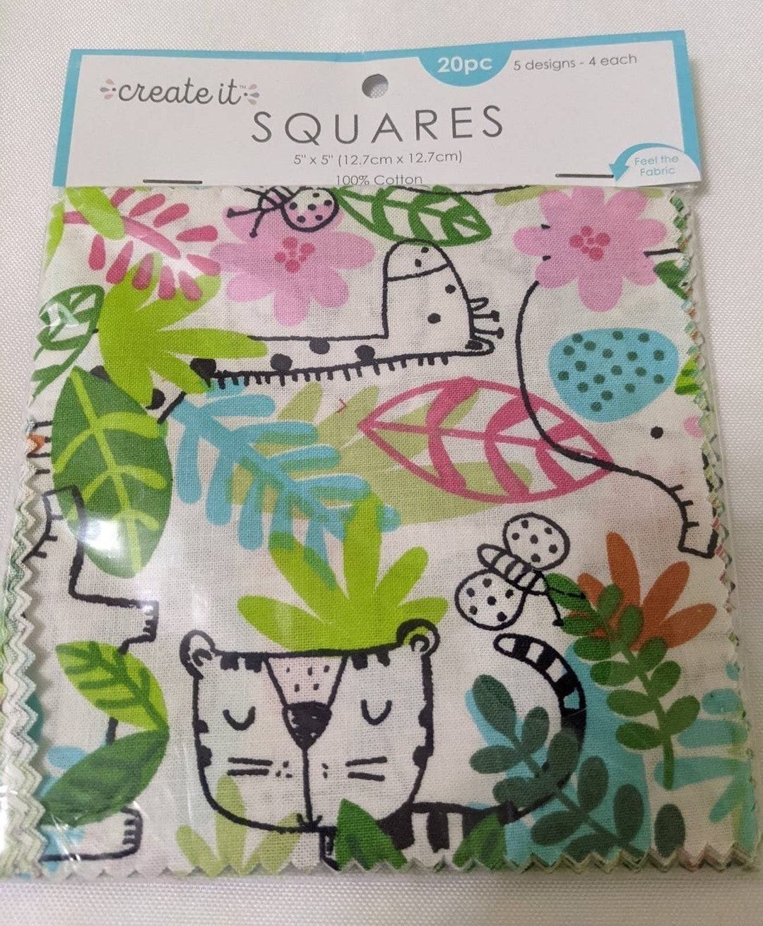 20 Pcs Square 5x5 Cotton Fabric Safari Foliage Sew Sewing Quilt ...