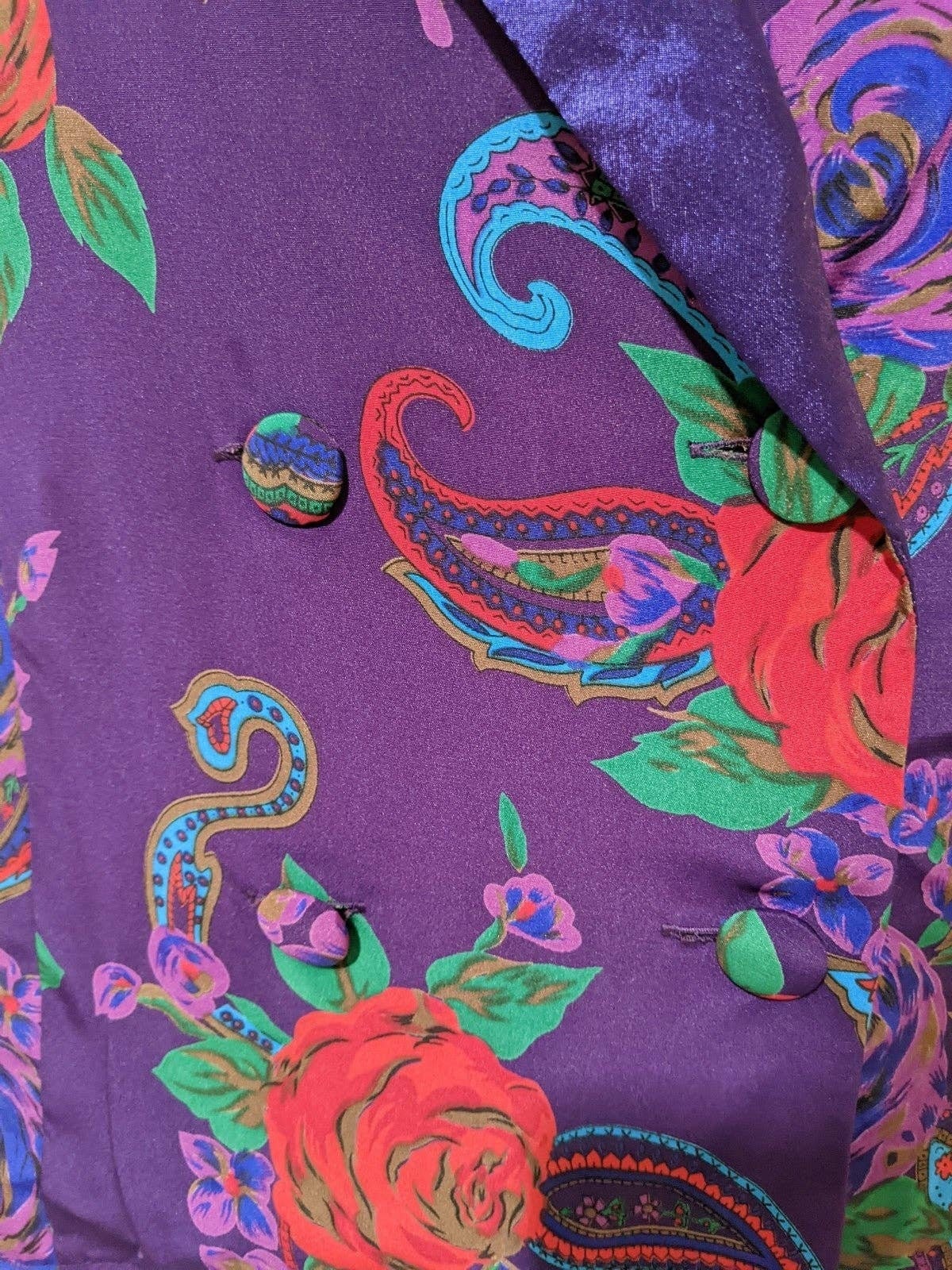 Vintage 1990s Victorias Secret Satin Lounge Jacket M Medium Roses ...