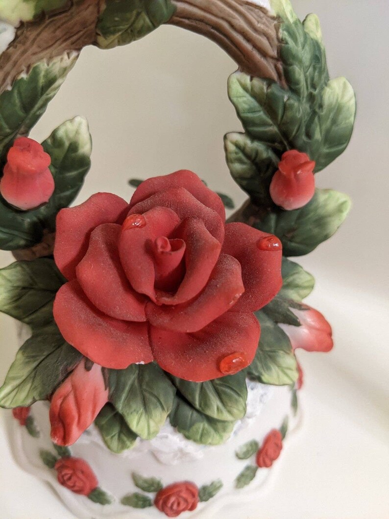 Chip Seymour Mann Red Roses Flower Porcelain Bell Antique Vintage ...