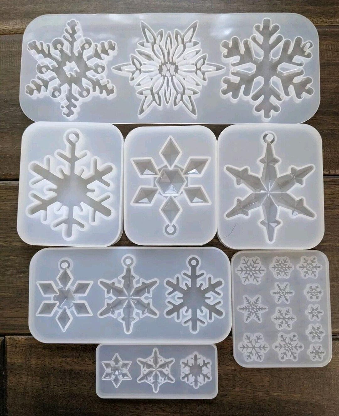 Set Lot 7 Snowflake Resin Molds Silicone Christmas 24 Pcs Ornament - Etsy