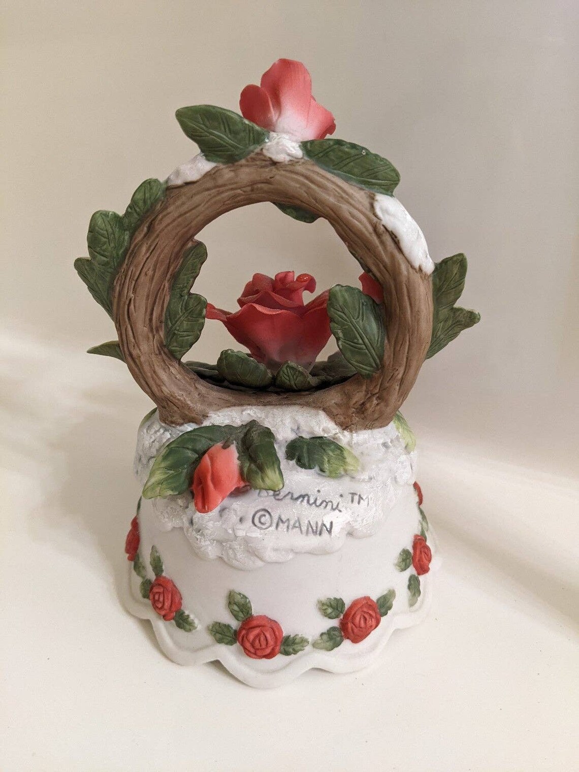Chip Seymour Mann Red Roses Flower Porcelain Bell Antique Vintage ...