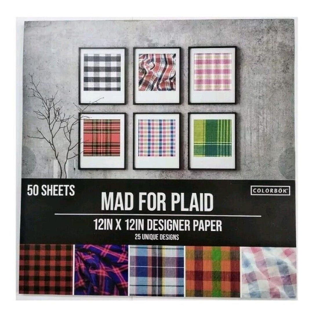 MAD FOR PLAID 12X12 Cardstock Scrapbook Designer Paper Pad 50 Lot ...