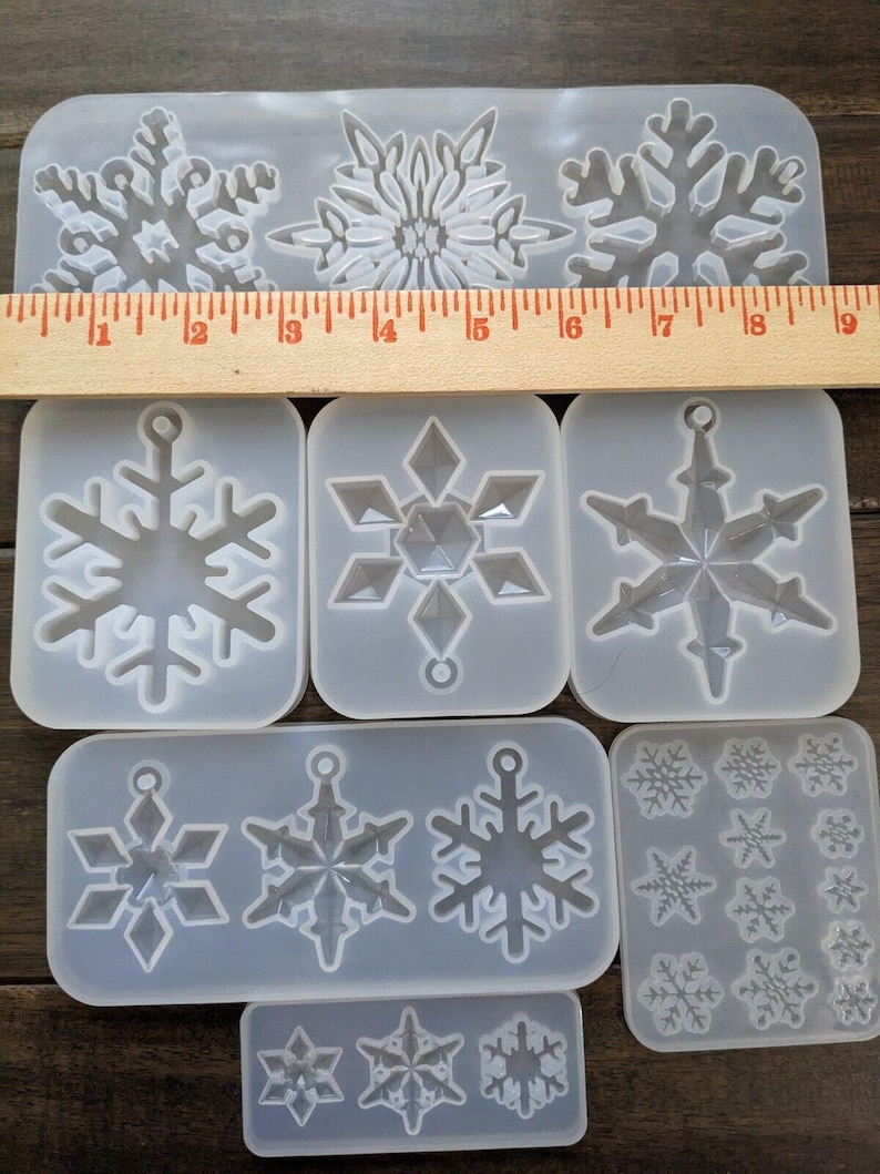 Set Lot 7 Snowflake Resin Molds Silicone Christmas 24 Pcs Ornament - Etsy