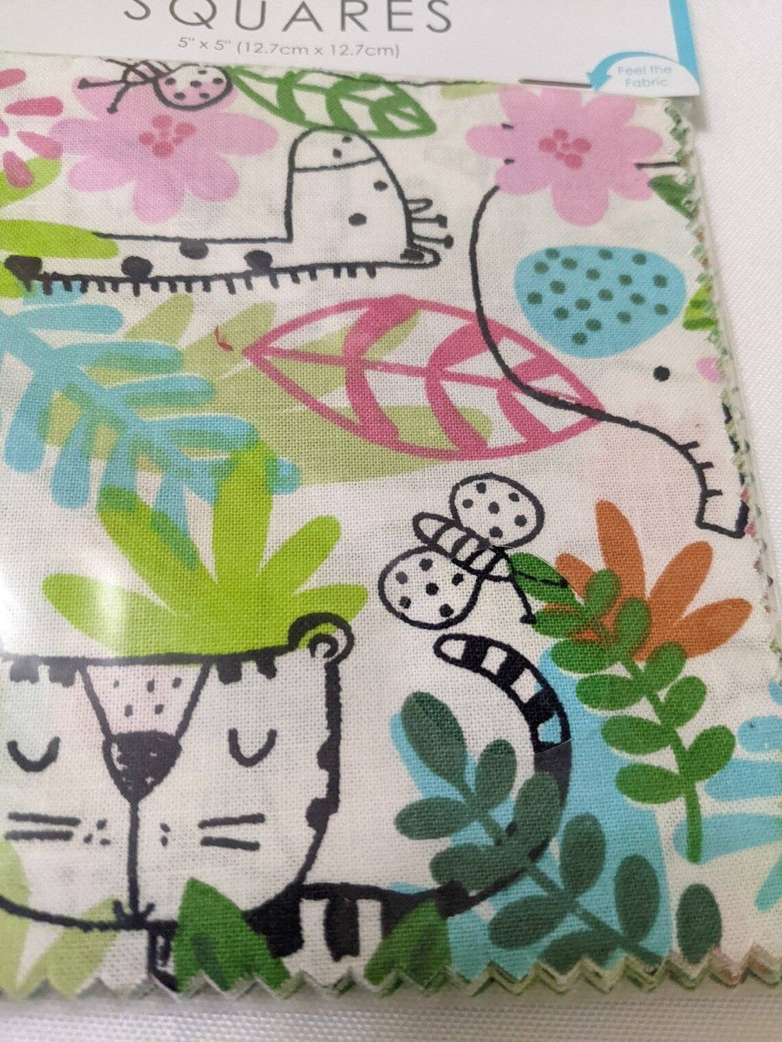20 Pcs Square 5x5 Cotton Fabric Safari Foliage Sew Sewing Quilt ...