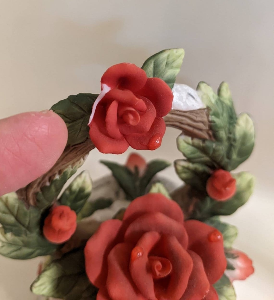 Chip Seymour Mann Red Roses Flower Porcelain Bell Antique Vintage ...