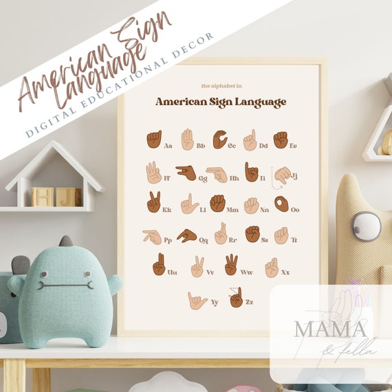 Retro American Sign Language Poster/ Educational Décor / ASL / - Etsy