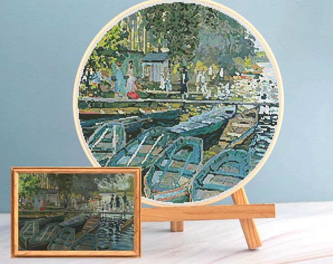 Claude Monet Cross Stitch Boats Pdf Pattern, Impressionist Cross Stitch ...