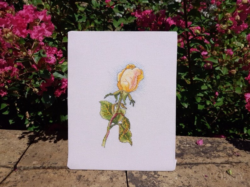 Yellow Rose Cross Stitch Floral Pattern Pdf - Rose Embroidery Rose ...