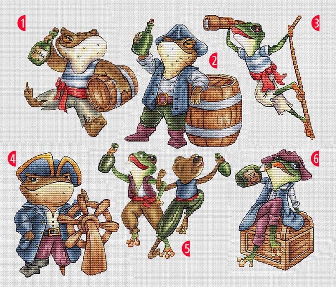 Funny Toad Cross Stitch Sampler Pattern Pdf: Little Pirate Adventures ...