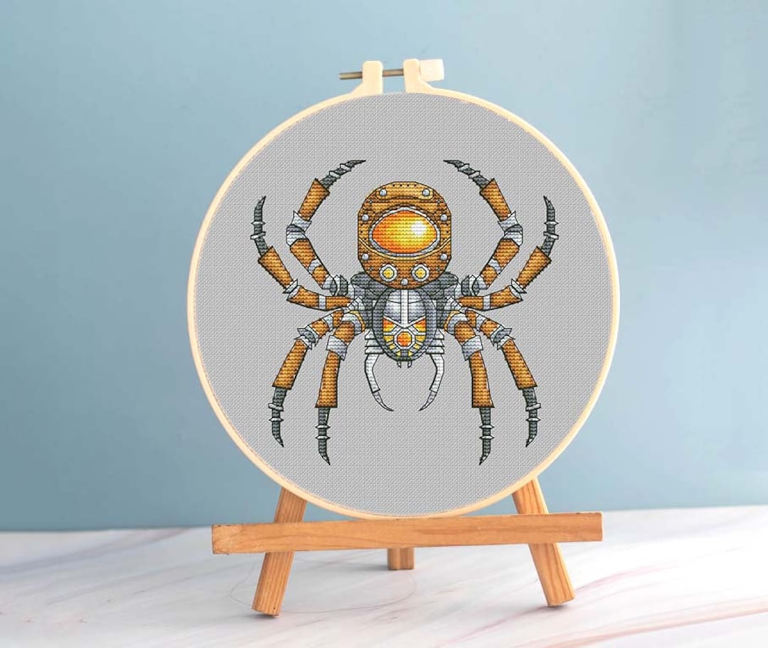 Steampunk Cross Stitch Spider Pattern Pdf - Mechanic Bug Cross Stitch ...