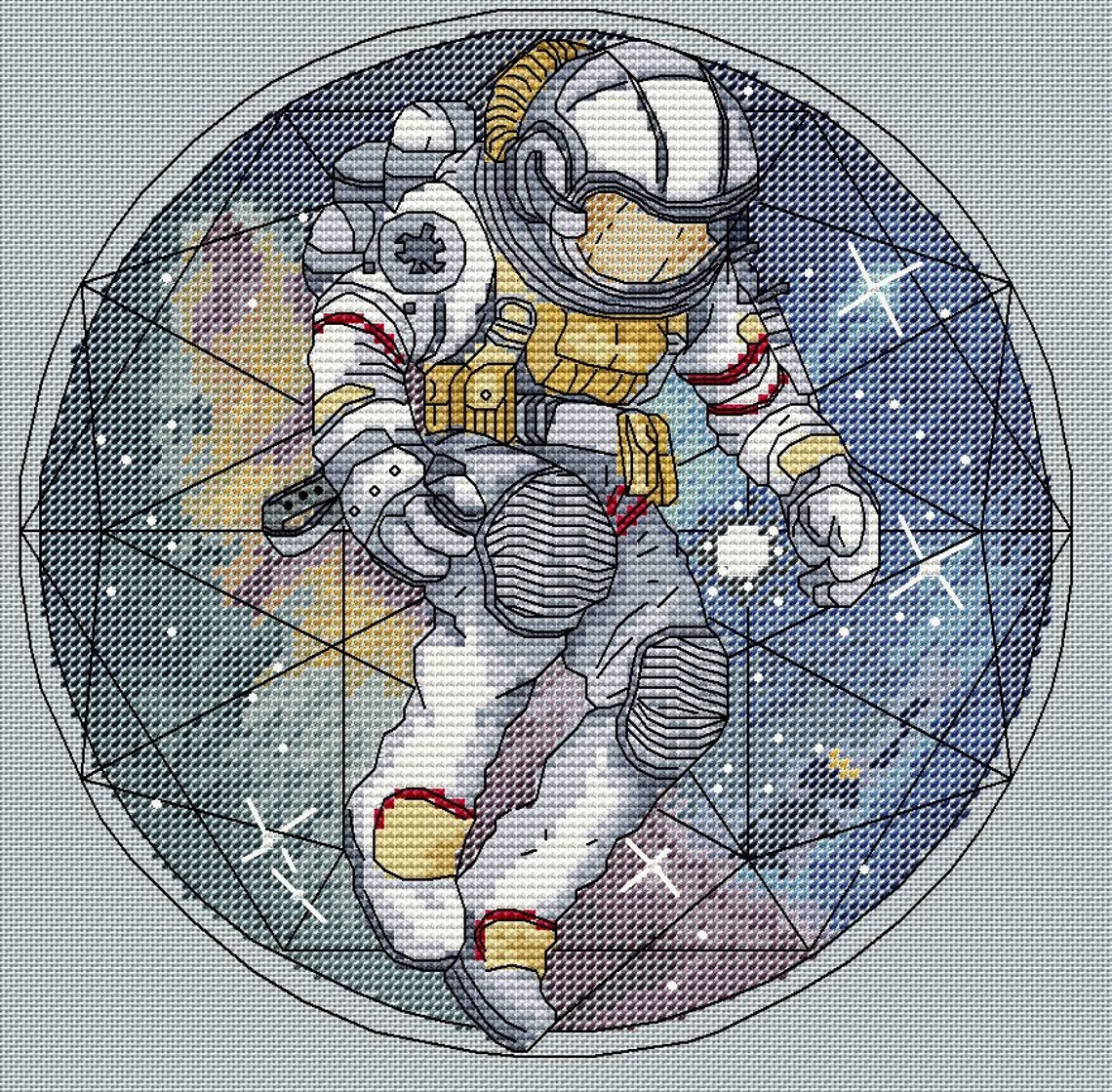 Astronaut Cross Stitch Space Pattern Pdf Spaceman Cross - Etsy