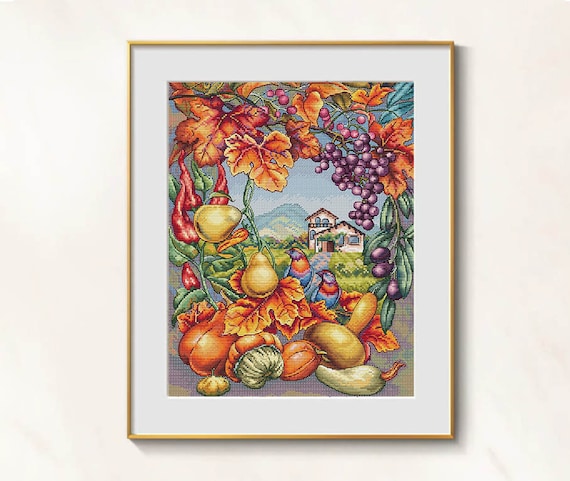 Fall Harvest Cross Stitch Fruit Pattern Pdf Autumn Garden - Etsy