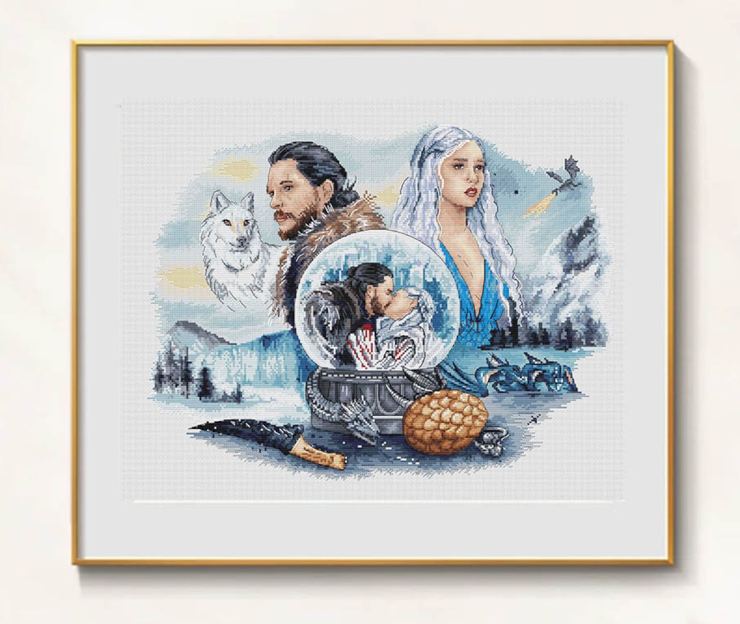 Game of Thrones Cross Stitch Fantasy Pattern Pdf - Daenerys Cross Stitch Khan Drogo Embroidery ...