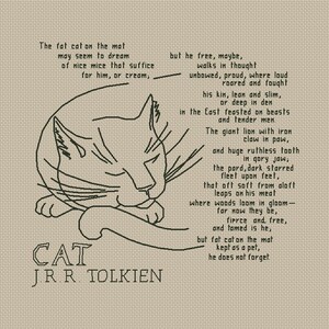 Cat Cross Stitch Tolkien Pattern Pdf - Poem Cross Stitch Inspirational ...