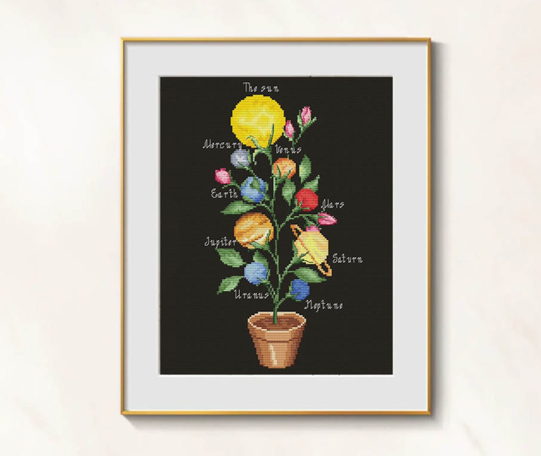 Solar System Cross Stitch Planet Pattern Pdf - Sun Cross Stitch Planets ...