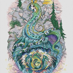 Fairy Tale Cross Stitch Snake Pattern Pdf - Mountain Fairy Embroidery ...