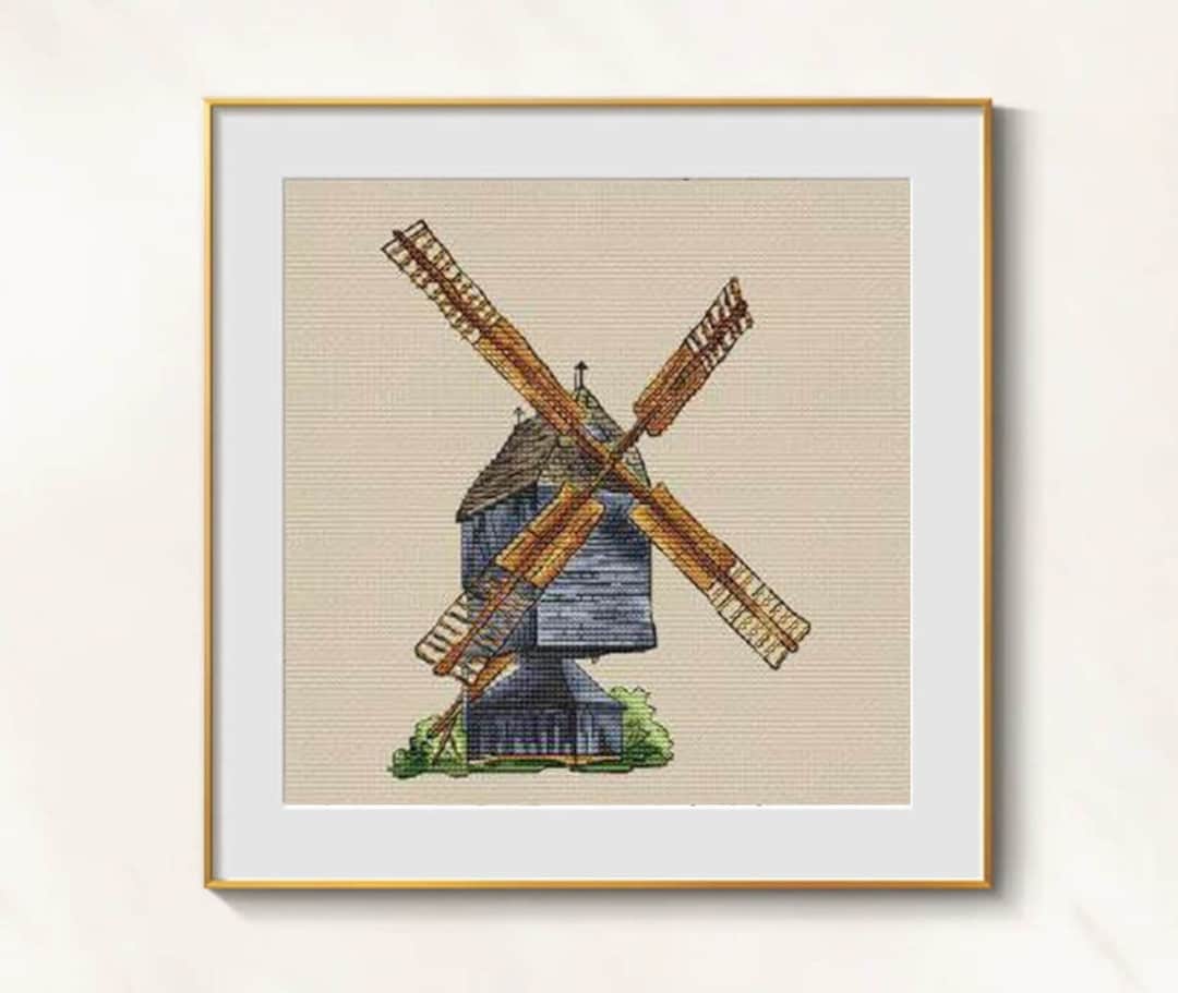 Windmill Cross Stitch Detmold Pattern Pdf - Old Windmill Embroidery ...