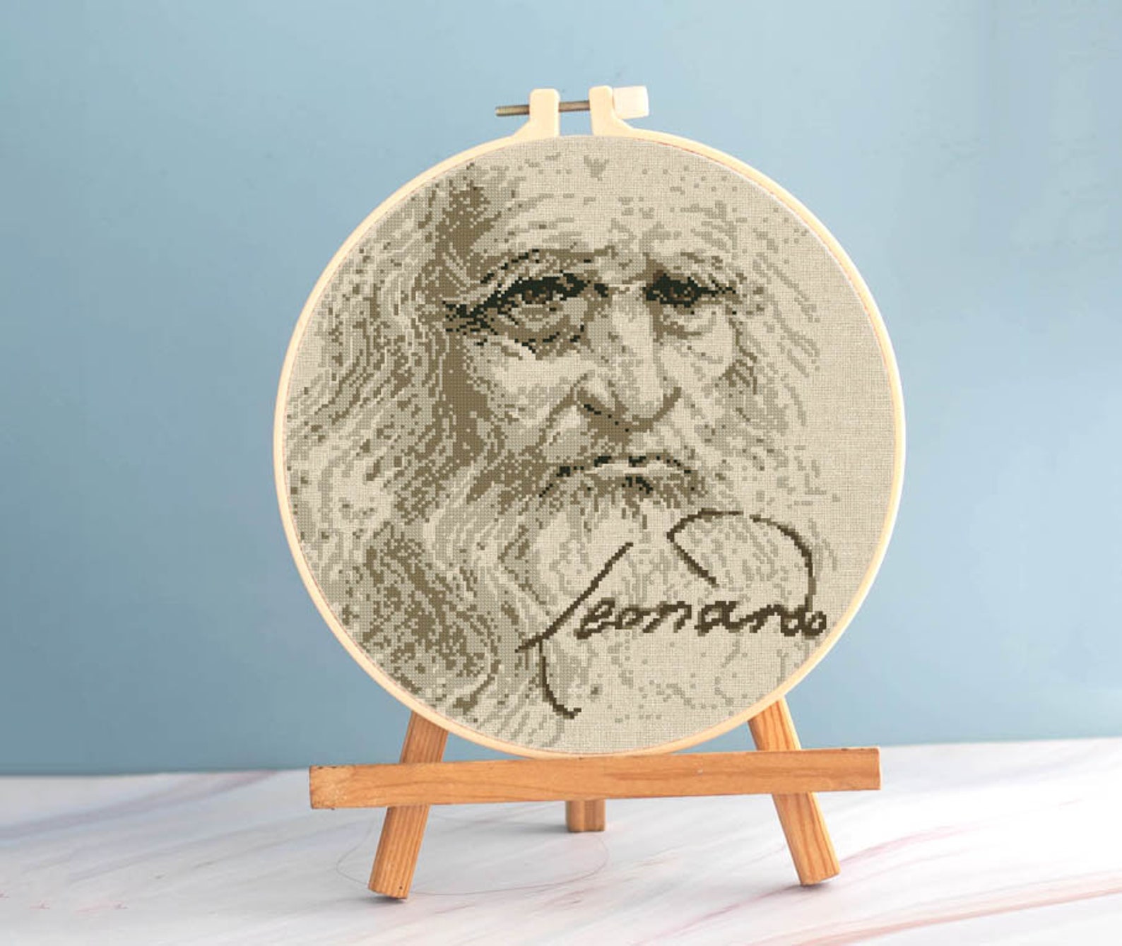 Da Vinci Cross Stitch Leonardo Pattern Pdf - Da Vinci Portrait Cross ...