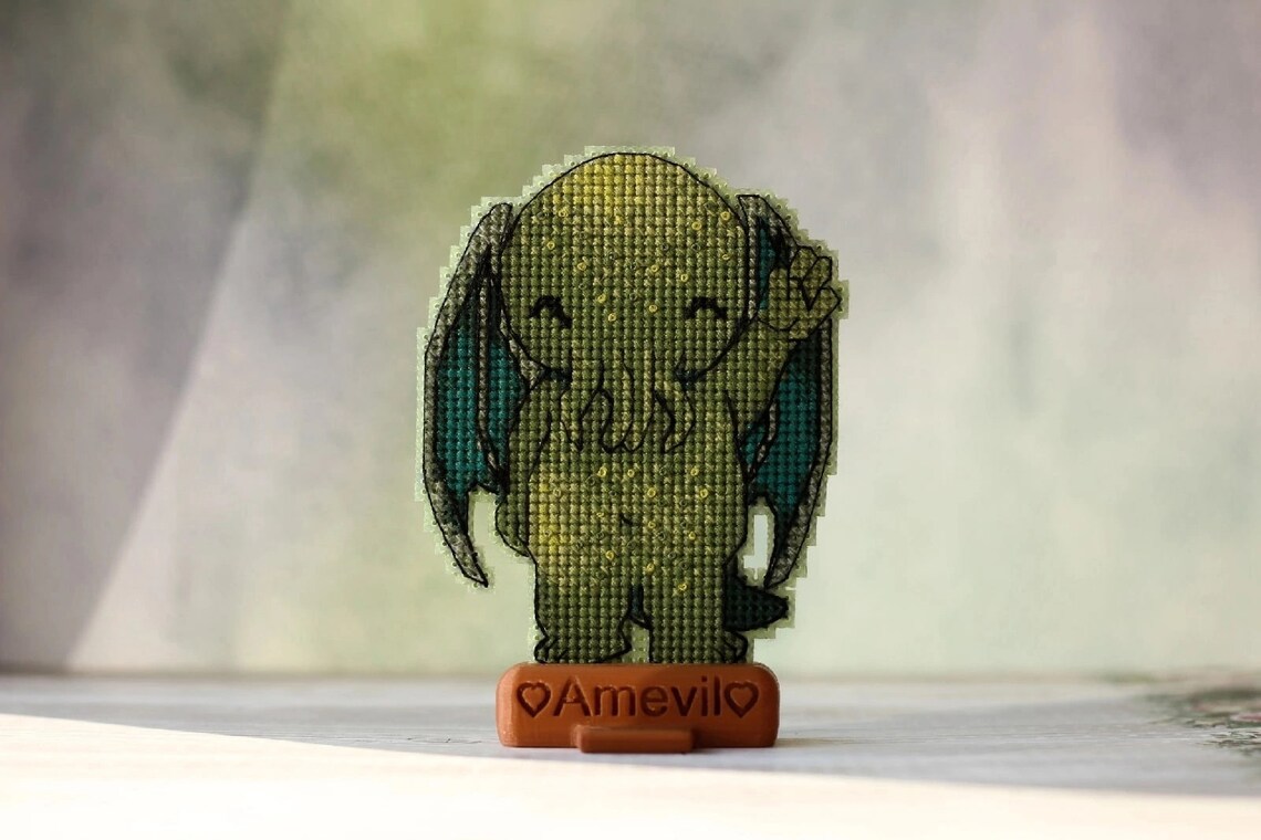 Cthulhu Cross Stitch Funny Pattern Pdf - Baby Cthulhu Cross Stitch Cute ...