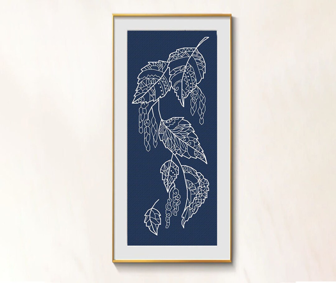 Birch Tree Cross Stitch Leaves Pattern - Whitework Cross Stitch Tree ...