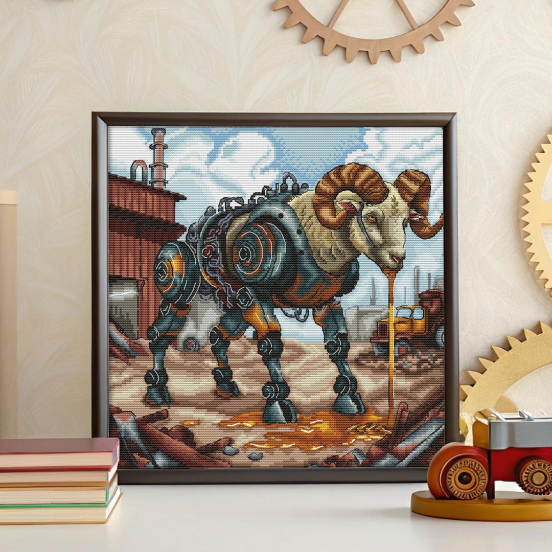 Ram Cross Stitch Steampunk Pattern Pdf - Mechanic Cross Stitch ...