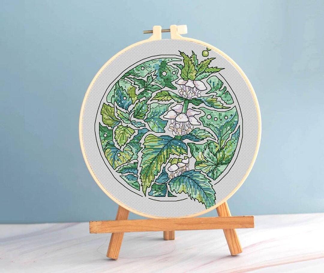 Nettle Cross Stitch Plant Pattern Pdf - Floral Cross Stitch Nettle ...