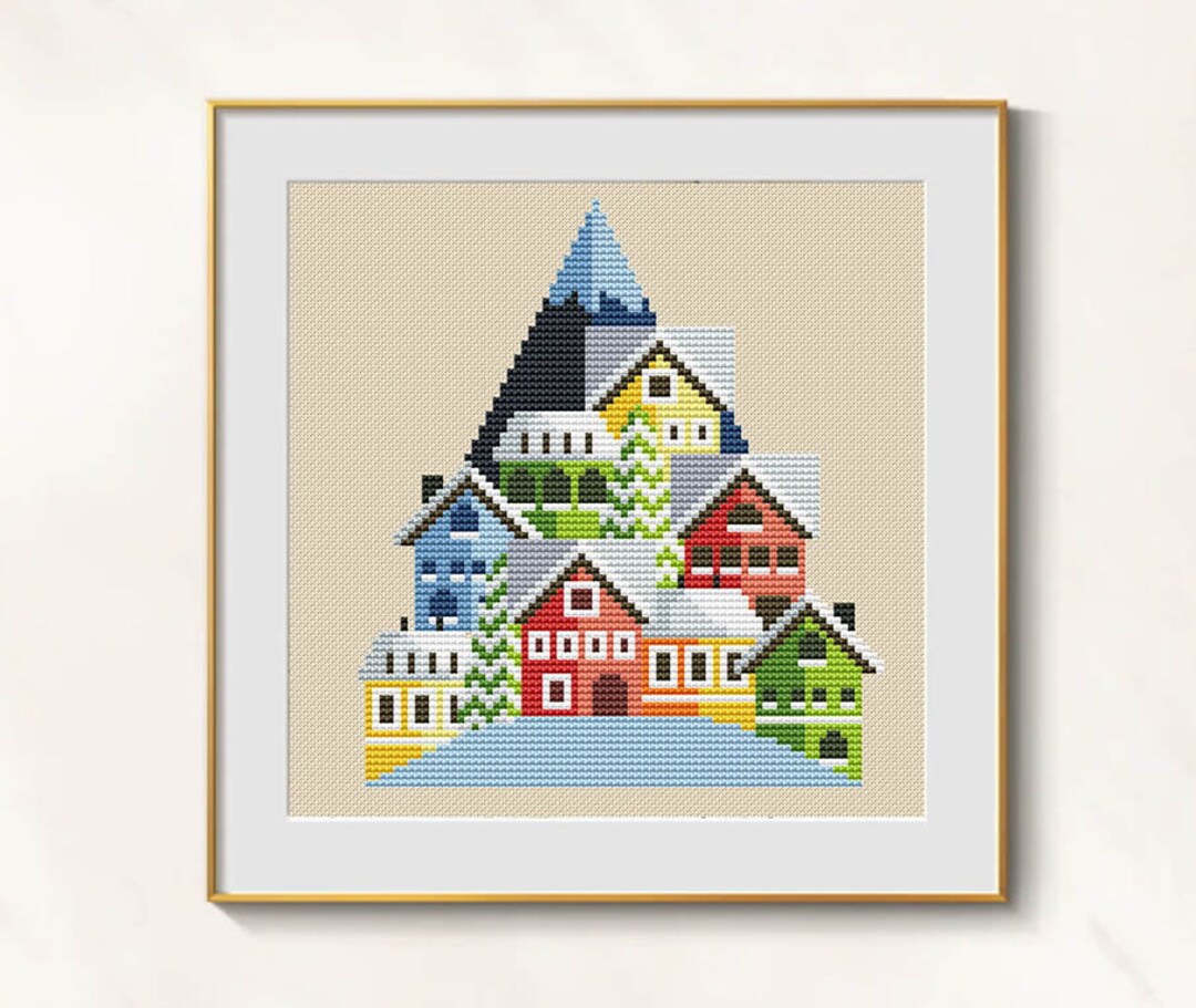 Little Town Cross Stitch Houses Pattern Pdf - Winter Cross Stitch ...
