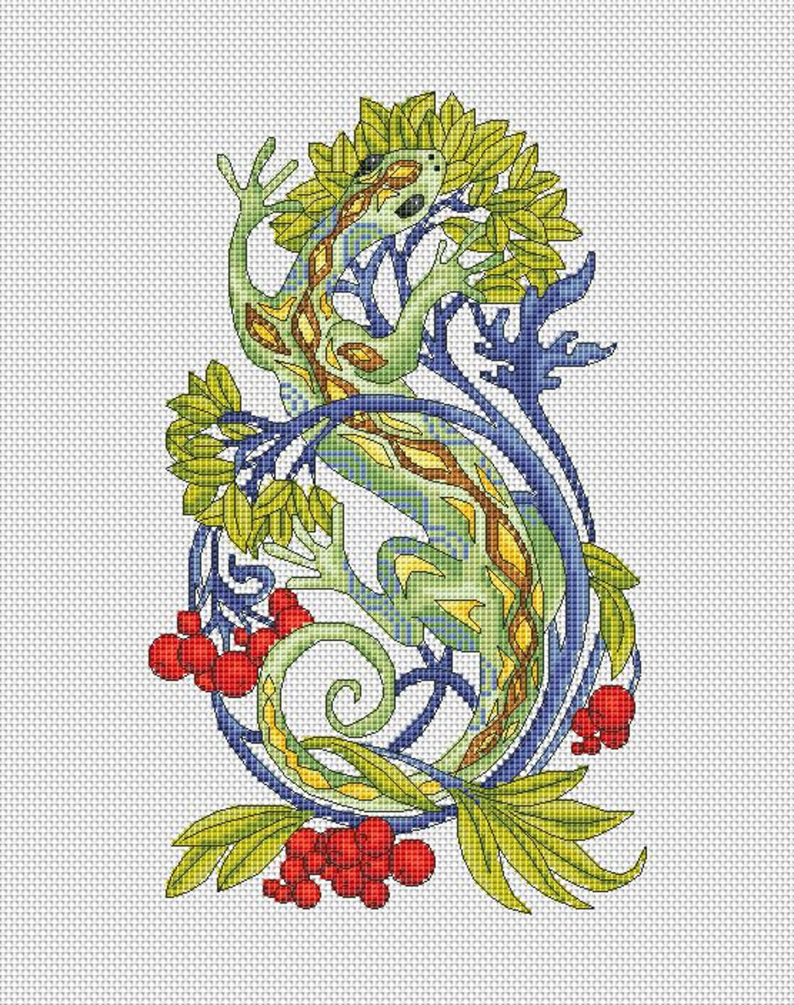 Lizard Cross Stitch Chinese Pattern Pdf - Asian Cross Stitch Lizard ...