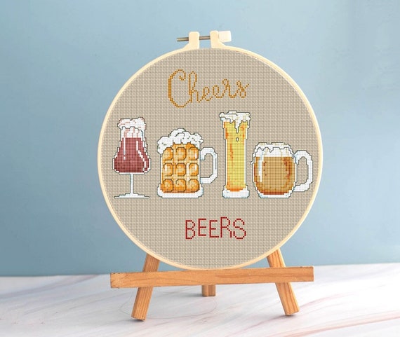 Beer Cross Stitch Funny Pattern Pdf Cheers Beers Embroidery - Etsy