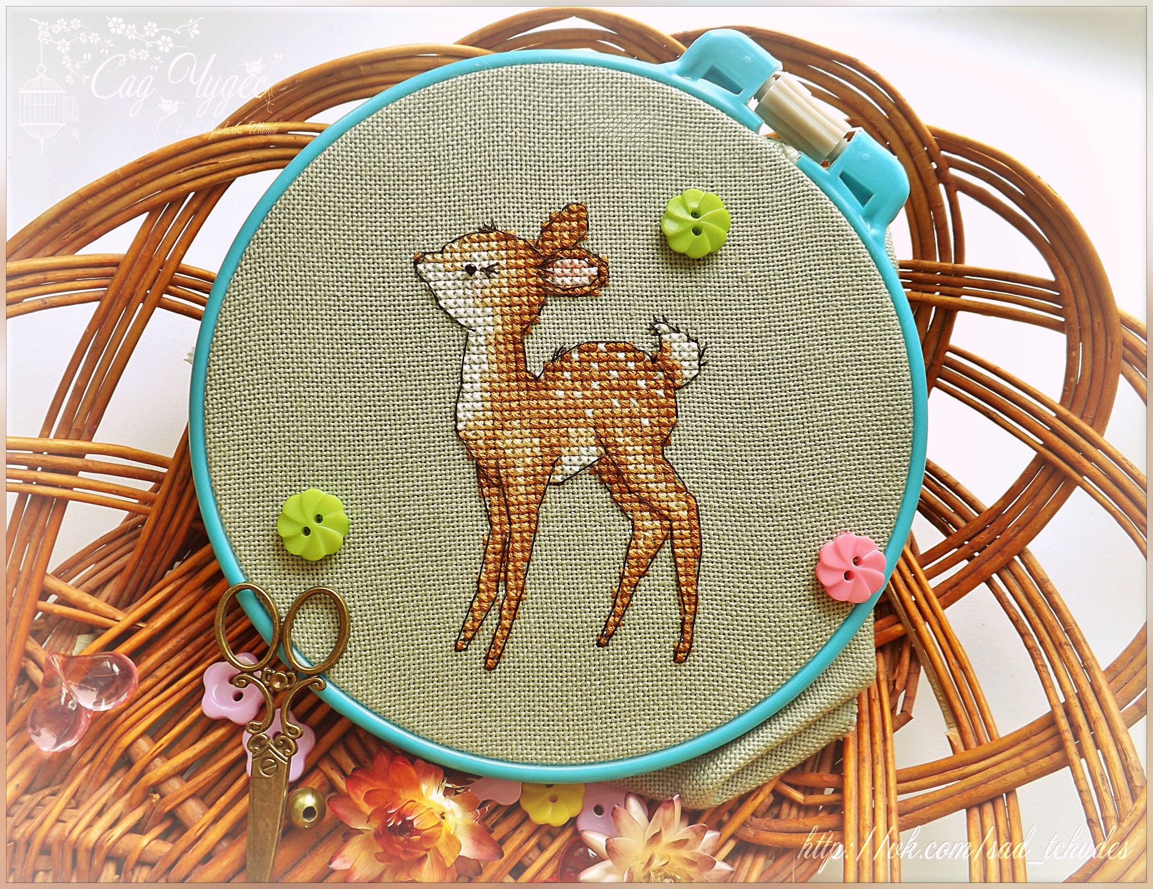 Deer Cross Stitch Blackwork Pattern Pdf - Woodland Cross Stitch Baby ...