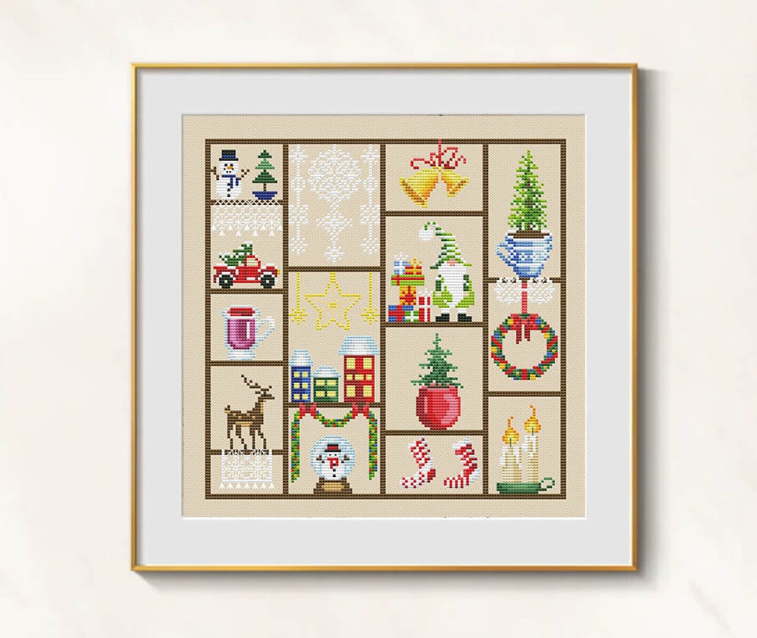 Winter Blackwork Christmas Cross Stitch Easy Pattern Pdf - Xmas Decor ...