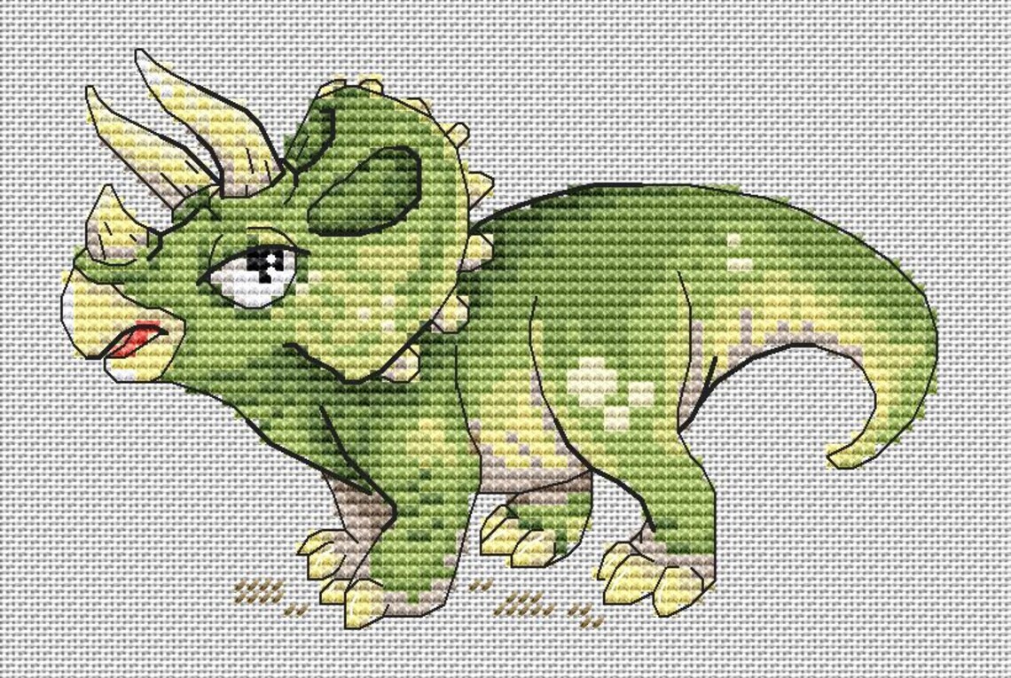 Triceraptor Cross Stitch Dinosaur Pattern Pdf Funny Dino - Etsy