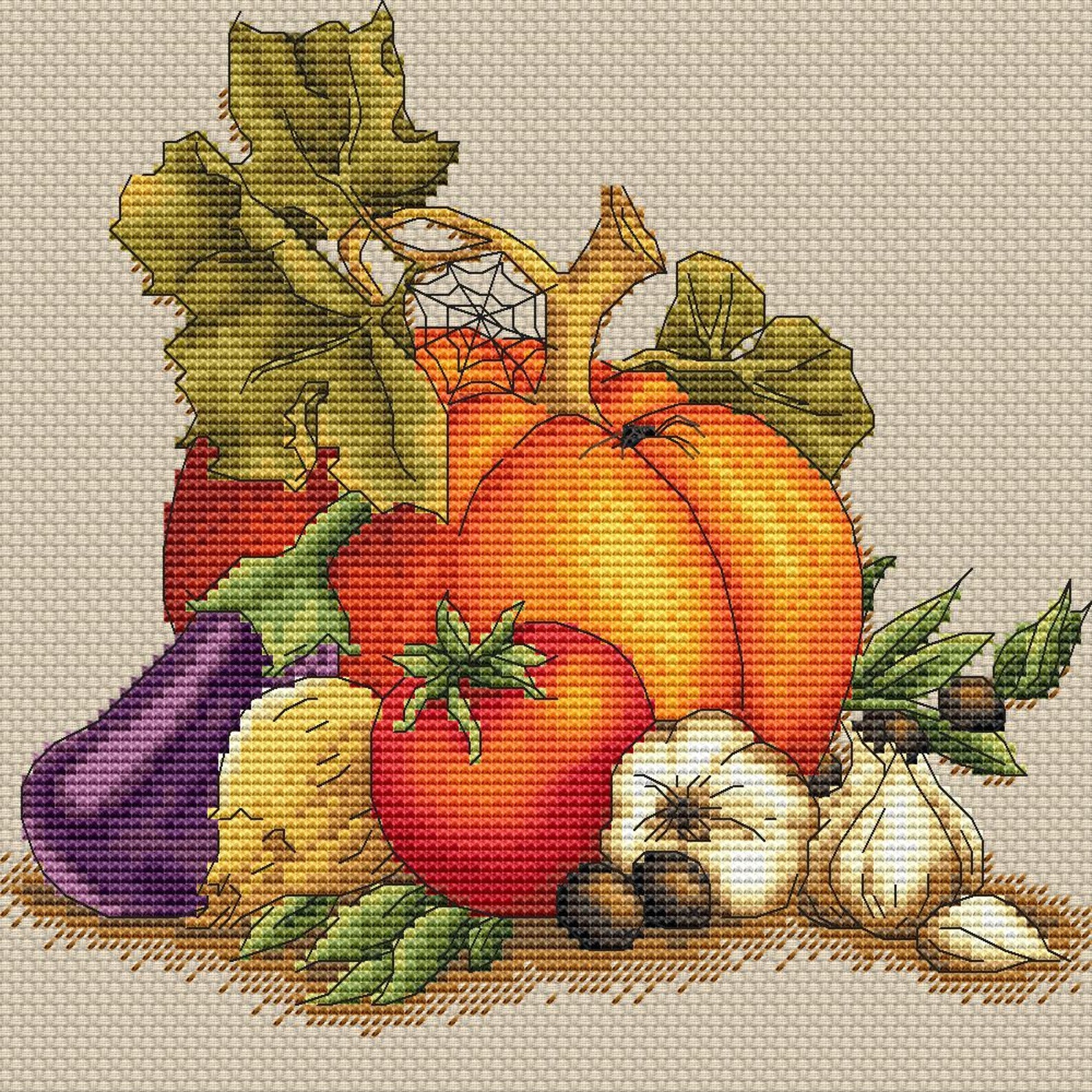 Vegetables Cross Stitch Autumn Pattern Pdf Kitchen Cross Stitch Garden ...