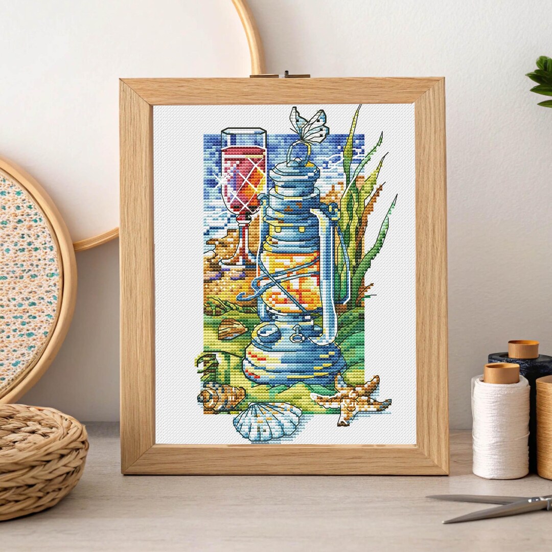 Sea Kerosene Lamp Cross Stitch Fairy Pattern Pdf - Cross Stitch Fairy ...