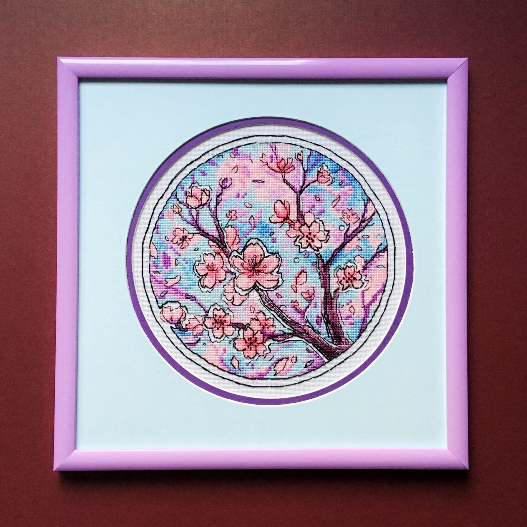 Sakura Cross Stitch Round Pattern Pdf - Tree Blossom Cross Stitch ...
