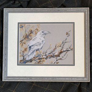 White Raven Cross Stitch Woods Pattern Pdf - Modern Cross Stitch Raven ...