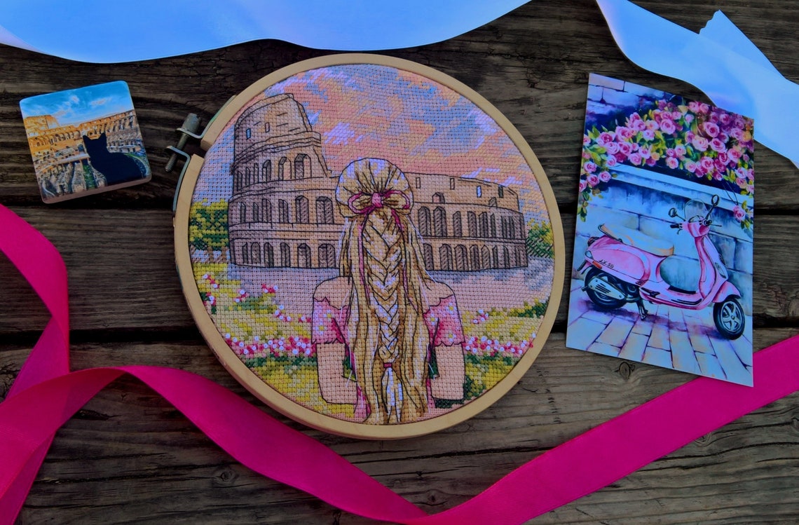 Colosseum Cross Stitch Rome Trave Pattern Pdf, Italy Cross Stitch ...