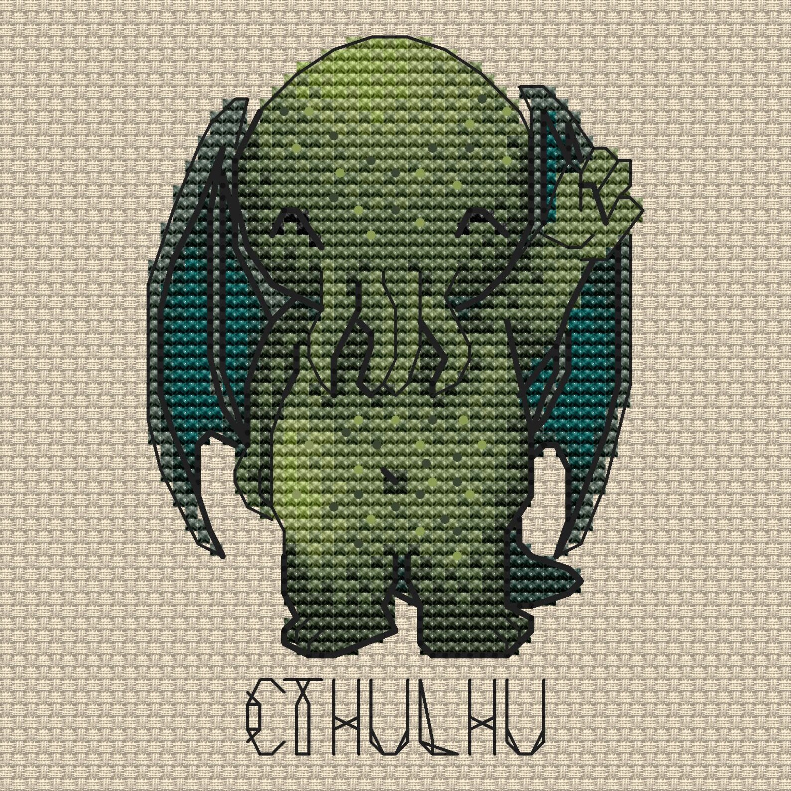 Cthulhu Cross Stitch Funny Pattern Pdf - Baby Cthulhu Cross Stitch Cute ...