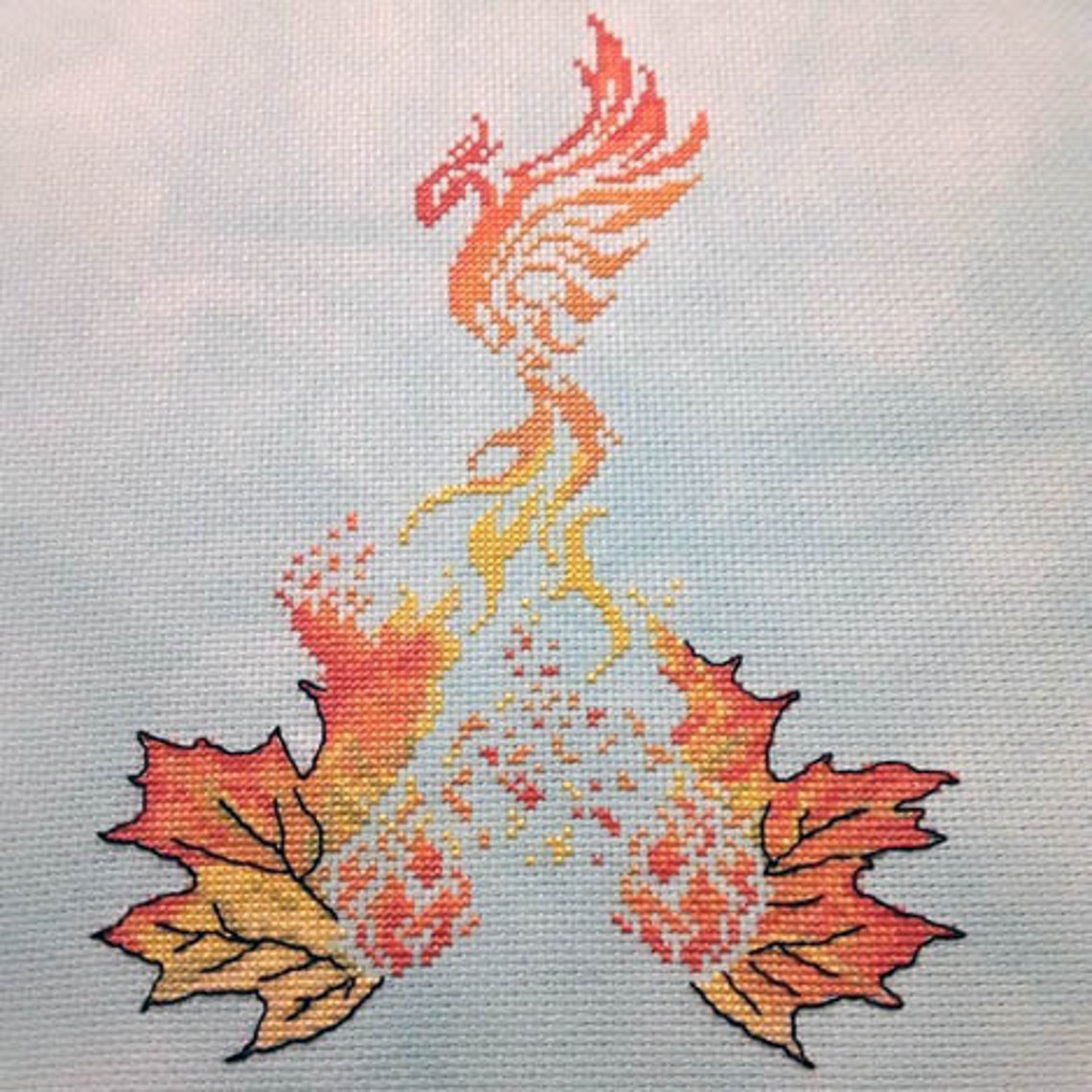 Patrón de fantasía punto de cruz Phoenix pdf - Ave Fénix bordado a mano ...