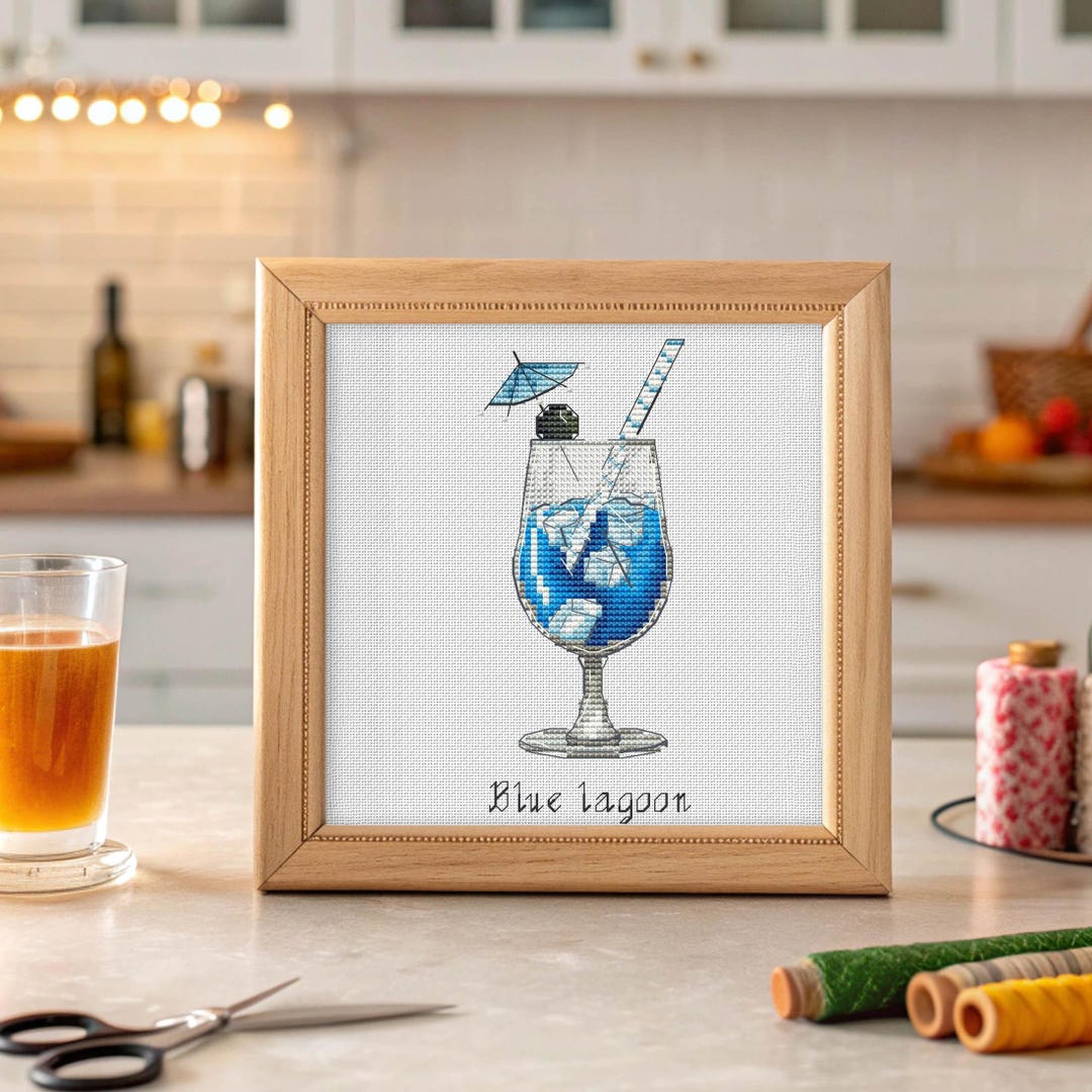 Blue Lagoon Cross Stitch Cocktail Pattern Pdf - Summer Drinks ...